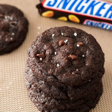 Snickers Stuffed Chocolate Cookies | Pretty. Simple. Sweet.
