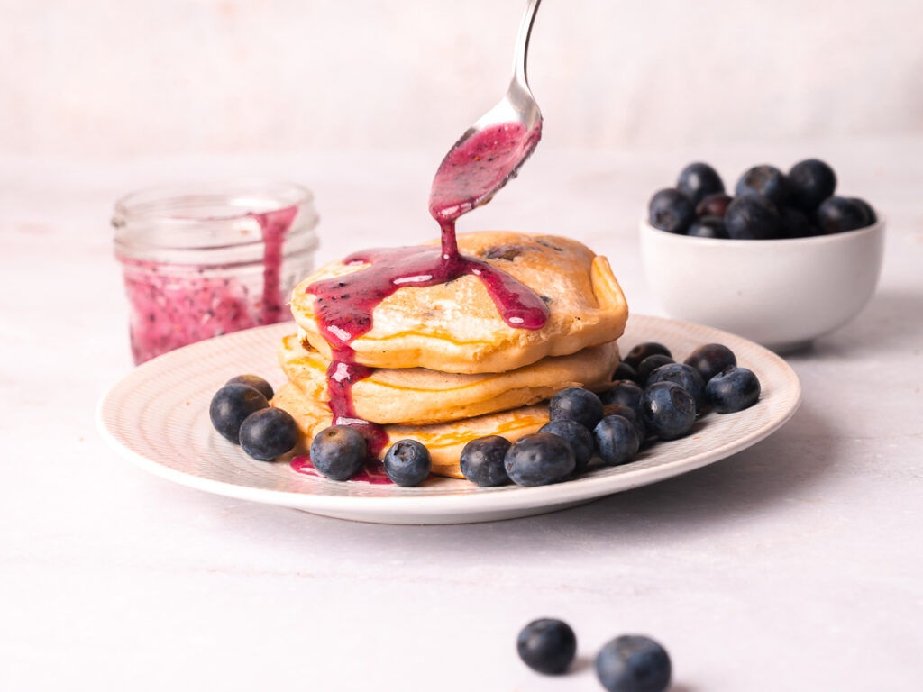 Fluffy Triple Blueberry Pancakes Recipe - Pretty. Simple. Sweet.