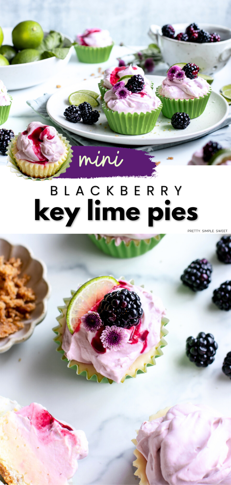 Mini Key Lime Pies with Blackberry - Pretty. Simple. Sweet.